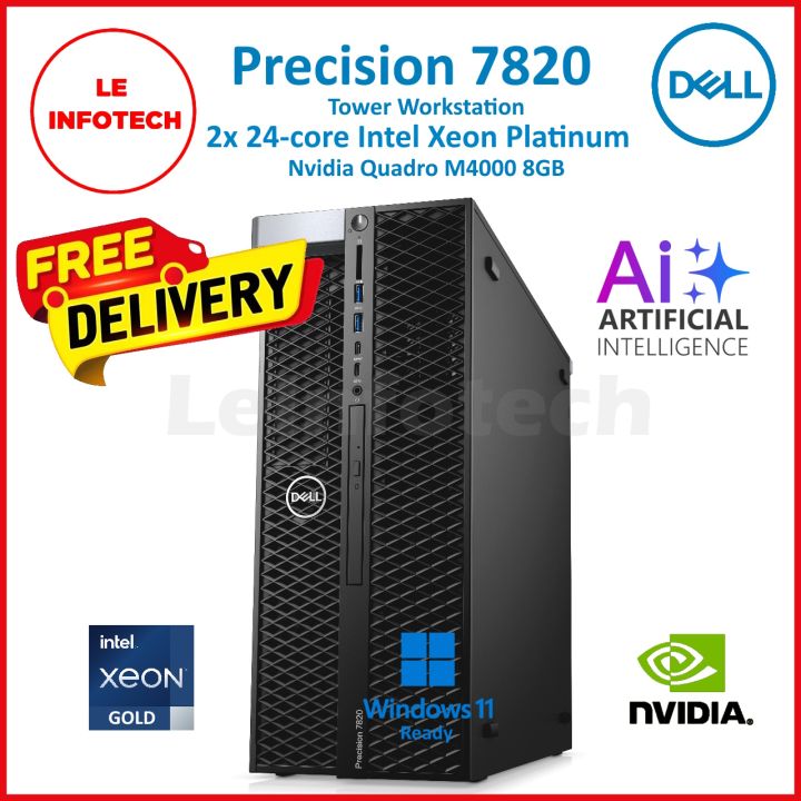 Dell Precision 7820 Workstation Desktop 2x Intel Xeon Platinum 24C/Gold 20C RAM 32-768GB DDR4 ...