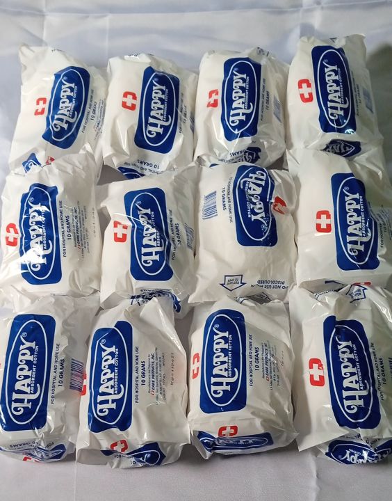 HAPPY ABSORBENT COTTON 10 GRAMS PER PIECE/100 PCS PER BOX | Lazada PH