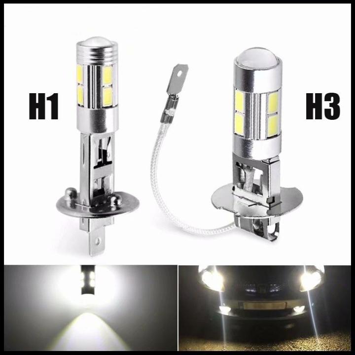 2PCS H1 H3 LED Bulbs 6000K White Super Bright High Power 10-SMD 5630 ...