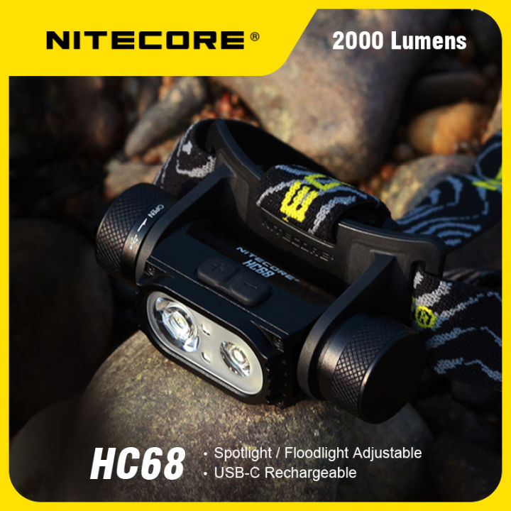 NITECORE HC68 2000 Lumen Electronic Focusing Pan Dual Light Source ...
