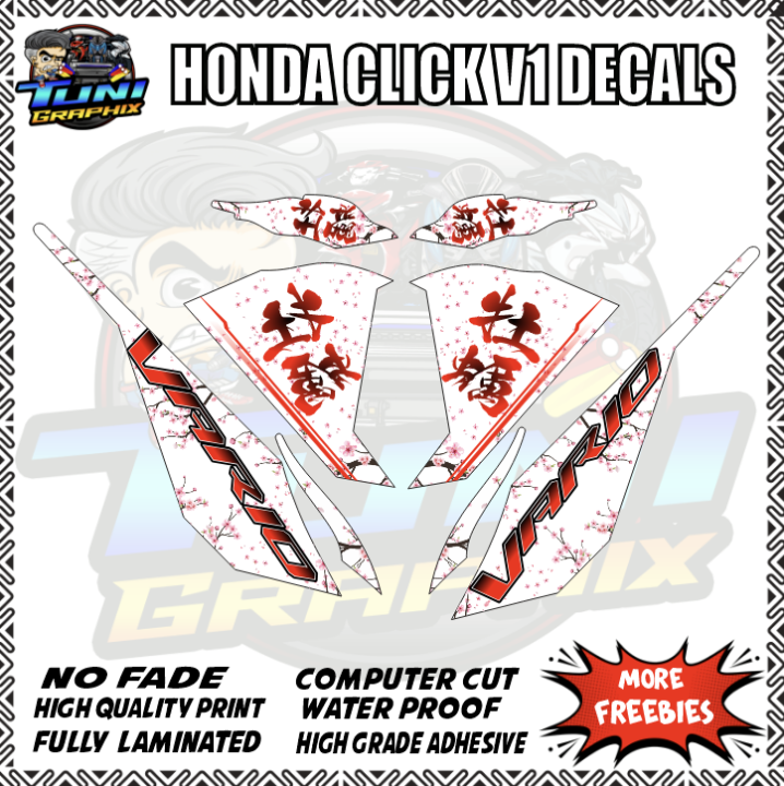 Honda Click V1 Sakura White Series Decals | Lazada PH