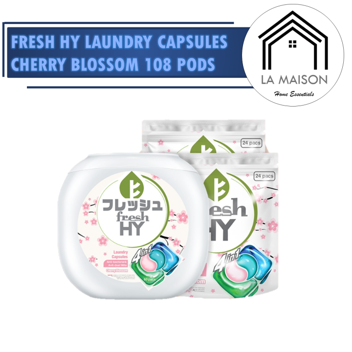 Fresh HY 4in1 Laundry Capsules 60 Pods x 1 Tub + Refill 24 Pods x 2 ...