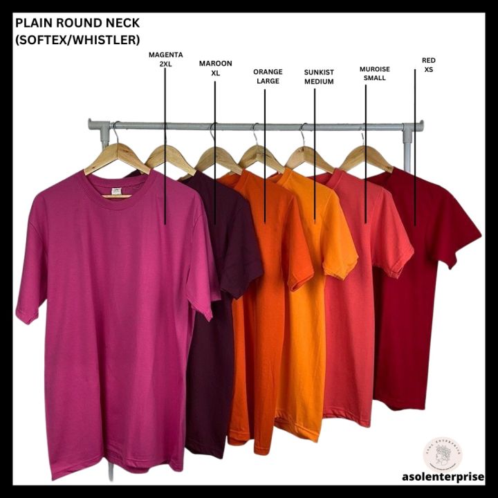 ADULT Plain Round Neck Shirt Softex Whistler Red Maroon Orange Sunkist ...