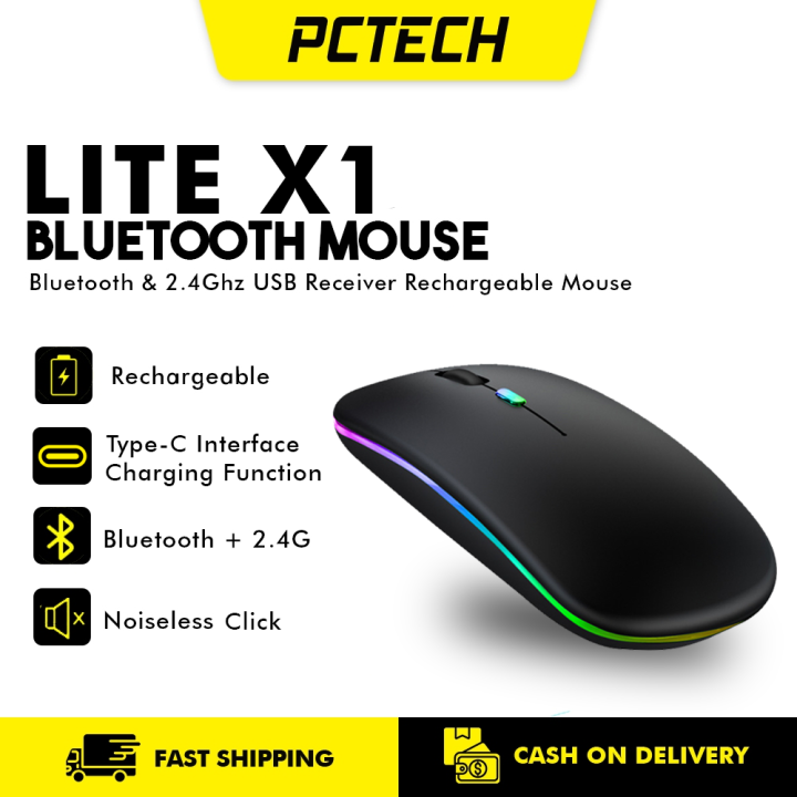 Wireless Mouse RGB Rechargeable Bluetooth Computer 2.4Ghz Silent LED ...