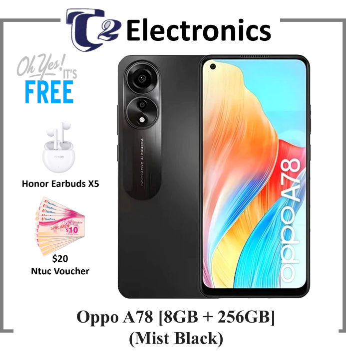 OPPO A78 8GB + 256GB / Free $20 Ntuc Voucher & Honor Earbuds X5 / 67W SUPERVOOC / FHD+ AMOLED ...