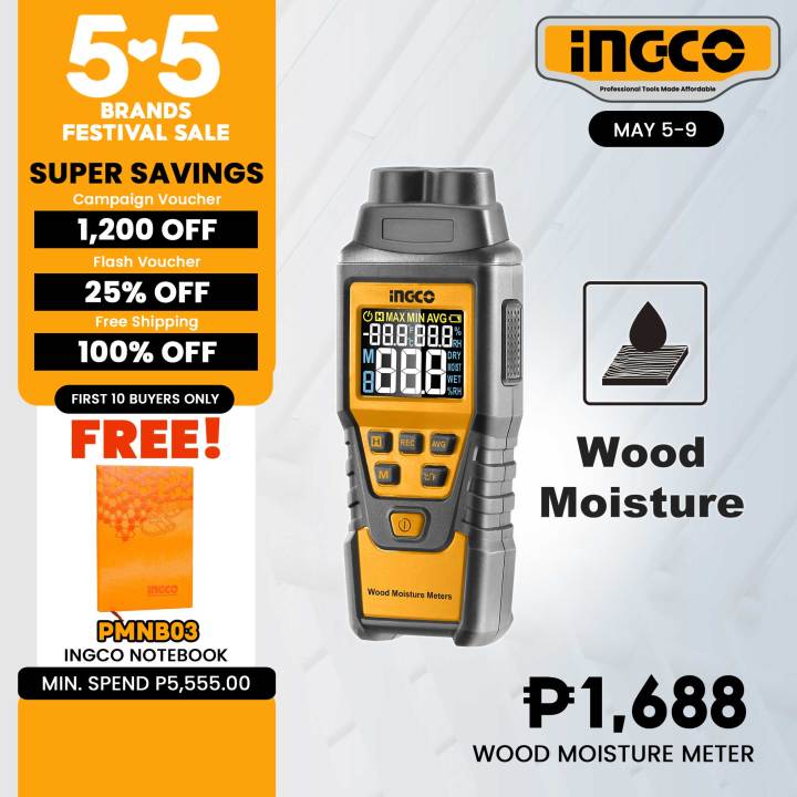 INGCO Handheld Digital Wood Moisture Meter Detector HETWM01 IPT | Lazada PH