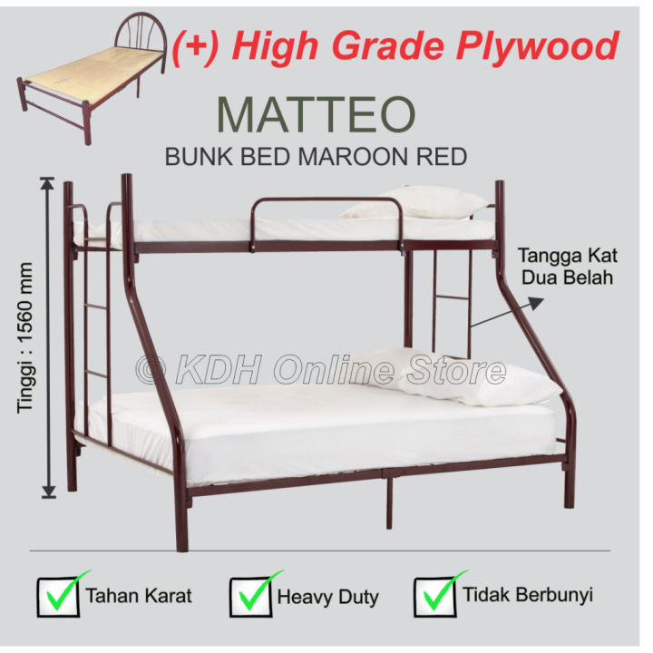 Besi Tebal Double Decker Steel Bed Frame Heavy Duty Steel Besi Bunk Bed ...