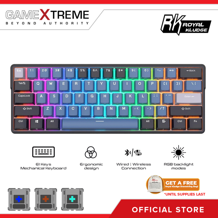 Royal Kludge RK61 Plus Tri Mode RGB 61 Keys Hot Swappable Mechanical Keyboard Indigo | Lazada PH