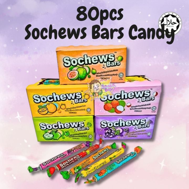 80pcs Sochews Bars Chewy Candy Long Bar / So chews Gula-Gula Kunyah ...