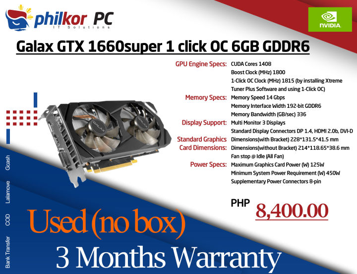 Galax GeForce GTX 1660super OC used graphics card | Lazada PH