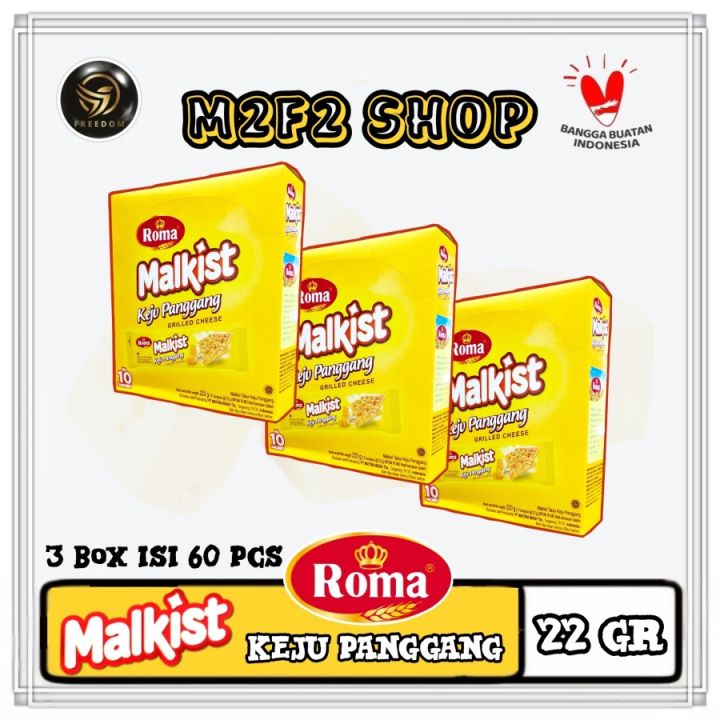 Roma Biskuit Malkist Keju Panggang Grilled | Cheese - 22 gr (Kemasan 3 ...