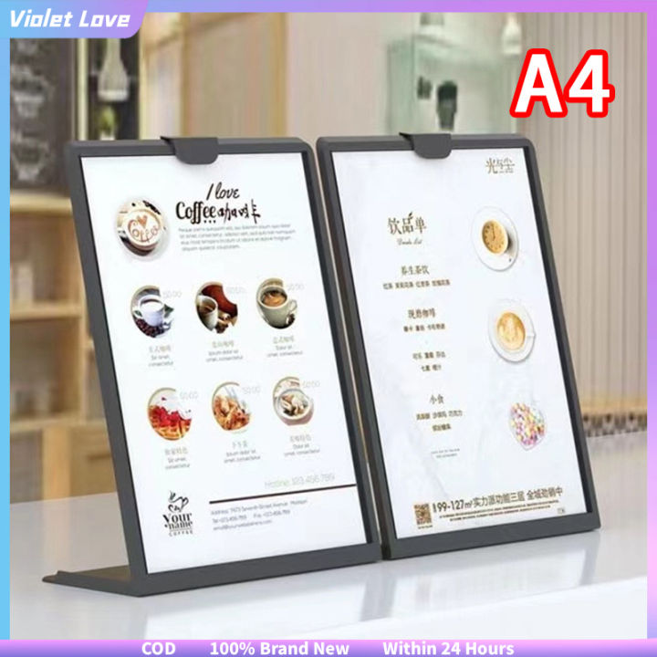 A4 Acrylic Menu Holder Restaurant Display Stand Milk Tea Shop Menu ...