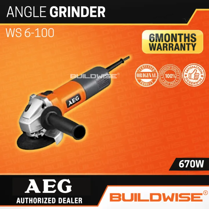 AEG Angle Grinder 4'' 670 Watts / 11000RPM WS 6-100 (NO DISC INCLUDED ...