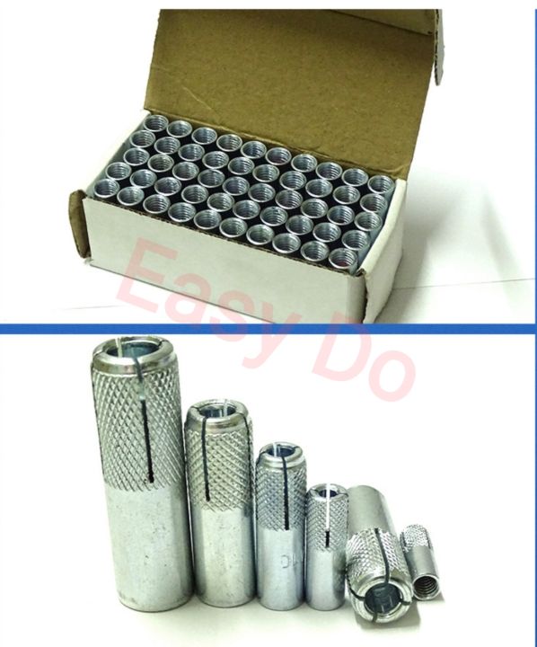 Drop In Anchor Wall Plug 1/4" 5/16" 3/8" 1/2" Galvanized Inner Bolt ...