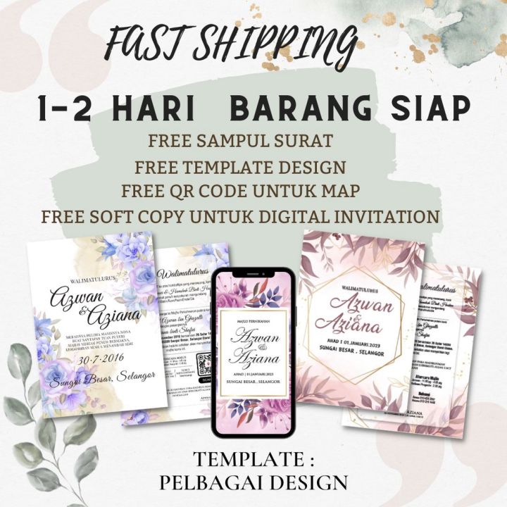 Kad Kahwin / Kad Jemputan / Invitation Card / Wedding Card A6/Barcode ...