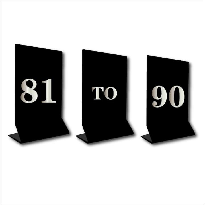 TABLE TOP NUMBERS / ORDER NUMBERS 81 TO 90 BLACK ACRYLIC SIGN BOARD ...