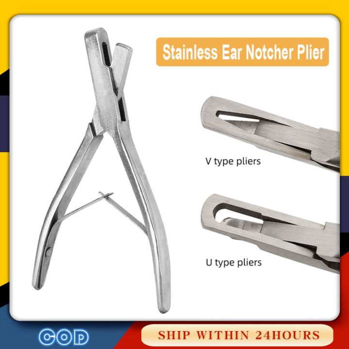 Ear Notcher Stainless Steel 6.3'' U/V Ear Mark Cutter Plier Animal ...
