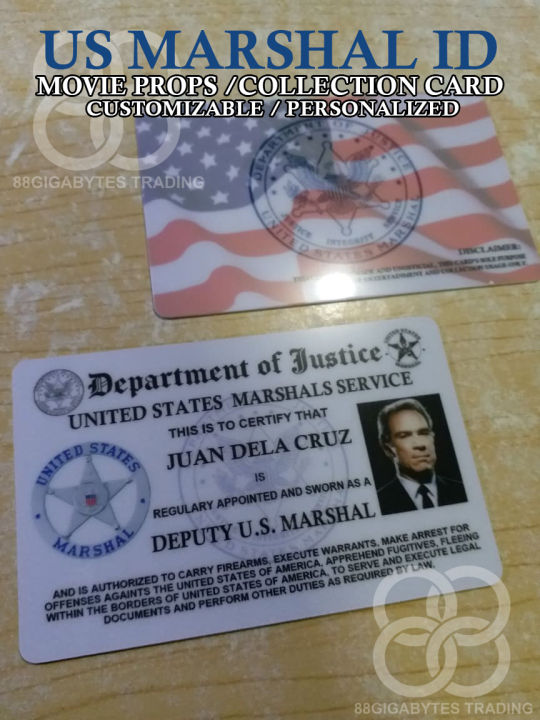 US Marshal ID Card / Novelty Card / Entertainment Movie Props ...