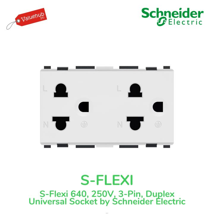 F1426UEST2M-WE S-Flexi 640, 250V, 3-Pin, Duplex Universal Socket by ...