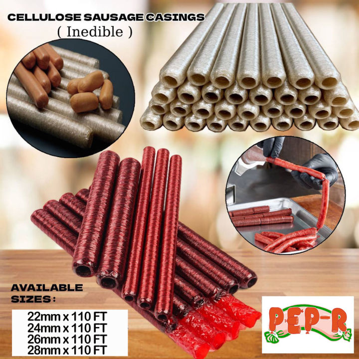 Hotdog Casing Clear/Red Cellulose Sausage Casing 110 FT.(33.5meters ...