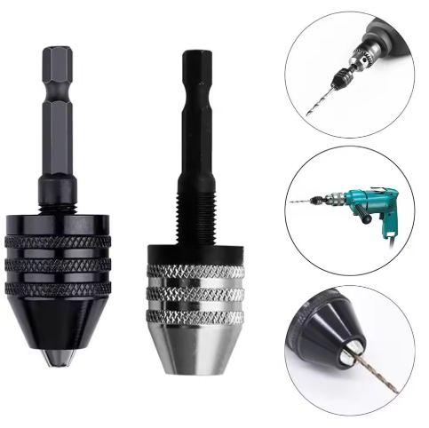 Keyless เจาะ Chuck, 1/4, 1/8, 1/16 นิ้ว Hex Converter ไขควงเจาะอะแดปเต ...