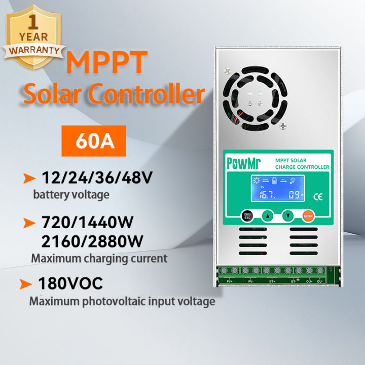 PowMr Solar Charge Controller MPPT 60A 12V/24V/36V/48V Auto Solar controller Regulator Support ...