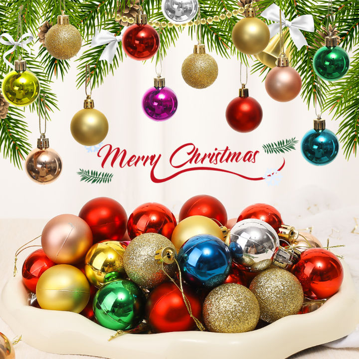 6Pcs Christmas Ball Ornament Gold Red Green Blue Ball Hanging ...