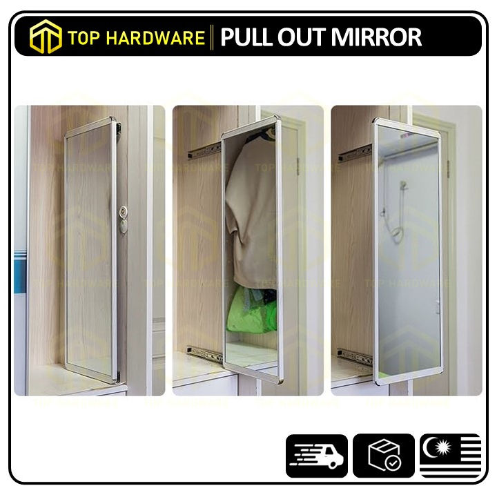 TOP🇲🇾 Revolve Wardrobe Pull Out Mirror Slides Wardrobe Cupboard Pull ...