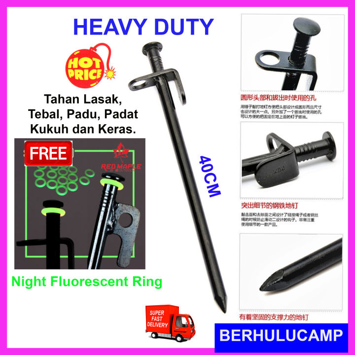 Ori 40cm Ground Tent Pegs Camping Tent Canopy Heavy Duty Pegs Steel ...