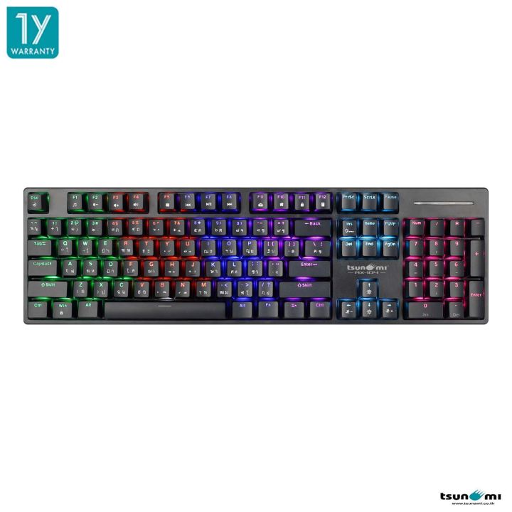 คีย์บอร์ดเกมมิ่ง Tsunami AX-104 104Keys Full size 100 Rainbow ...