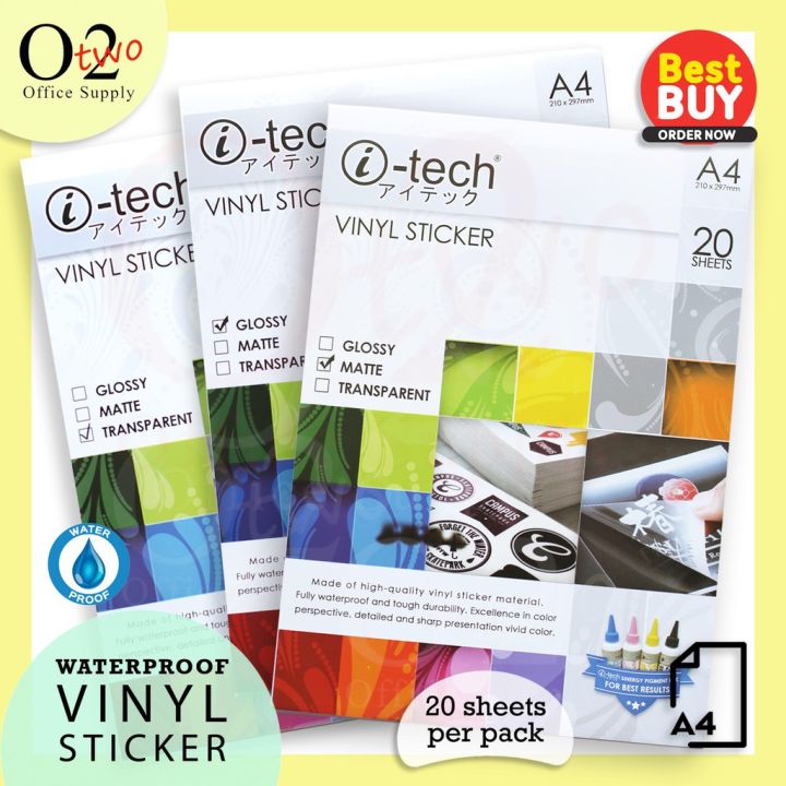 A4 itech Vinyl Sticker Water Proof Matte/Glossy/Transparent | Lazada PH