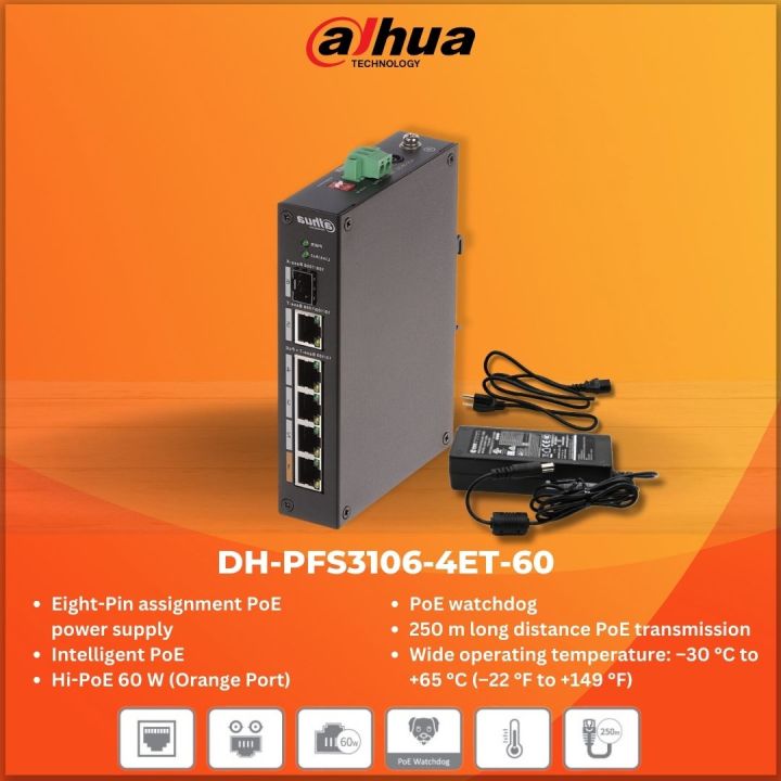 Dahua PFS3106-4ET-60 4-Port PoE Switch (Unmanaged) | Lazada PH