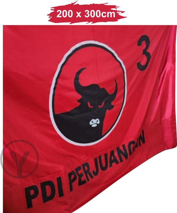 bendera tiang-bendera jalan-bendera kantor-bendera PDI Perjuangan 200 x 300cm | Lazada Indonesia