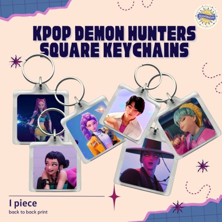 KPOP Demon Hunters Square Acrylic Keychains Cute Anik Anik Bag Decor ...
