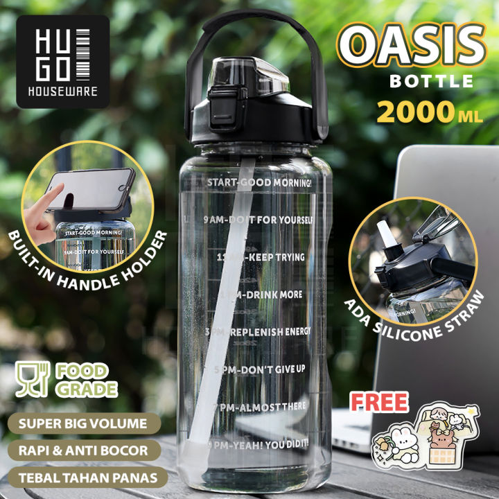 HUGO Botol Minum 2 Liter Jumbo Besar Anti Bocor Botol Air Motivasi BPA ...