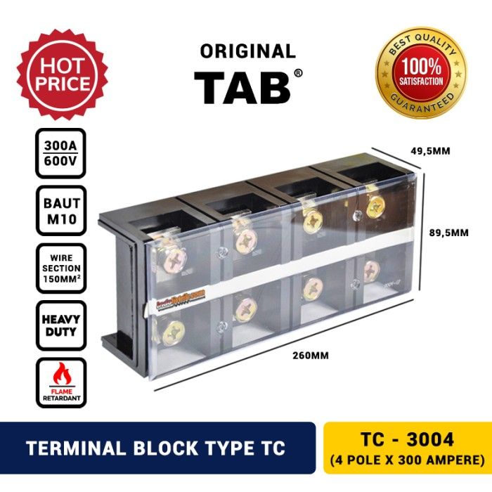 Terminal Blok Kabel 300A x 4Pole Terminal Block TC3004 TAB Mutu Handal ...