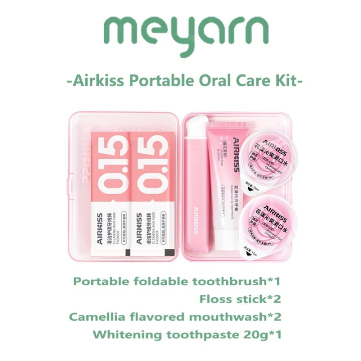 AIRKISS Travel Portable Oral Care Kit Contains Toothbrush, Toothpaste ...