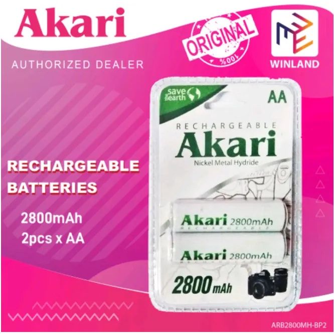 Akari Rechargeable Battery AA (ARB2800MH-BP2) | Lazada PH