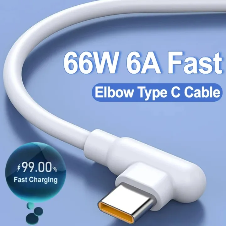 66W 6A 90 Degree Elbow Fast Charging Data Cables USB Type C L Shaped ...
