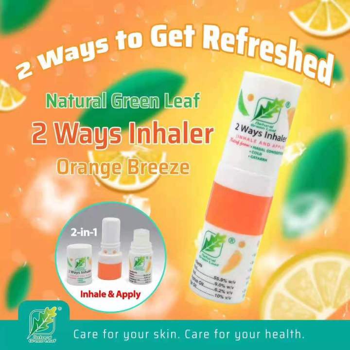 "CANDID SHOP" NATURAL GREEN LEAF 2 Ways Inhaler (Orange Breeze) | Lazada PH