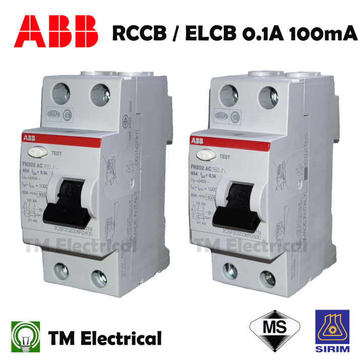 ABB ( ELCB / RCCB ) FH202 2 POLE { AC-40A/0.1 } / { AC-63A/0.1 ...