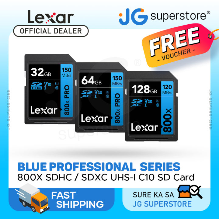 Lexar BLUE Series High-Performance 800X SDHC / SDXC 32GB, 64GB 150 MB/S ...