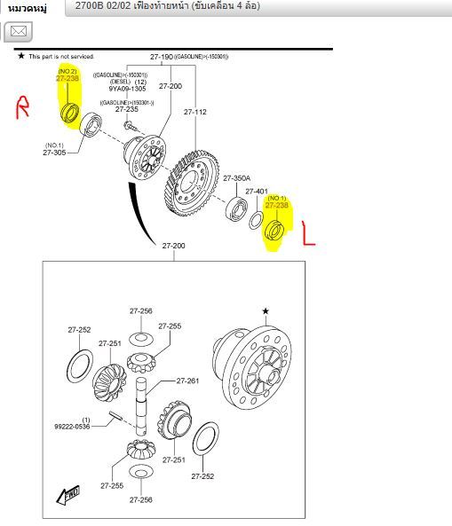 (ของแท้) GF7L27238 ซีลเพลาขับหน้า (สำหรับขับเคลื่อน4ล้อ) ฝั่งขวา หรือ ...
