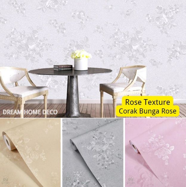 45cm x 10meters Self-Adhesive Embossed Rose Metallic Wallpaper Wall ...