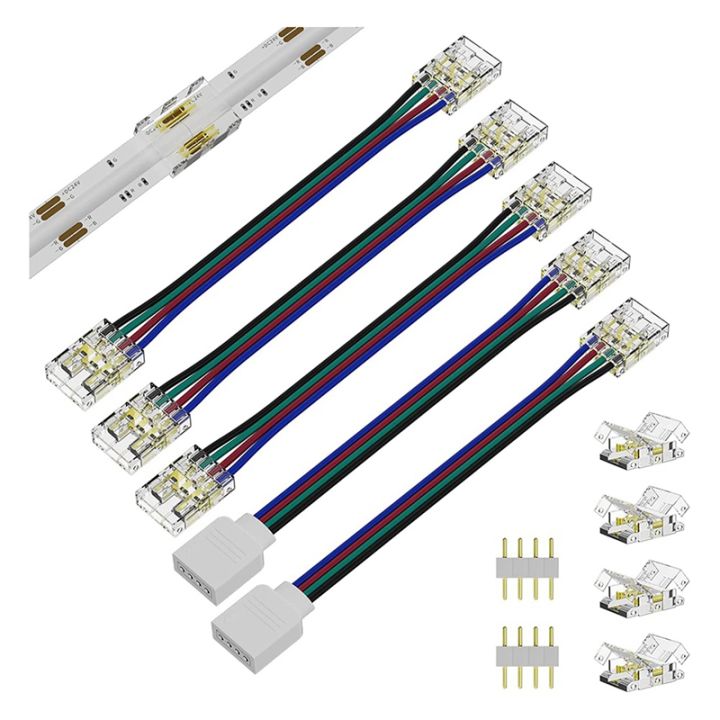 (WUSG) 10Mm Connectors for COB RGB LED Strip Lights 4 Pin,Dual Ends ...