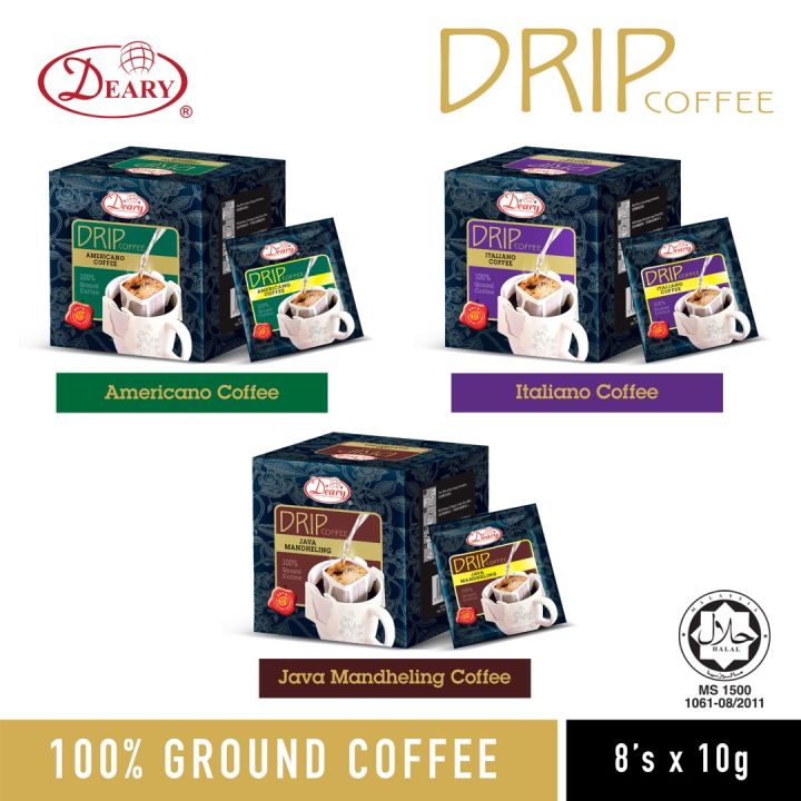 Deary Drip Coffee Americano/Italiano/Java Mandheling 挂耳咖啡 (10g x 8 Sachets) | Lazada