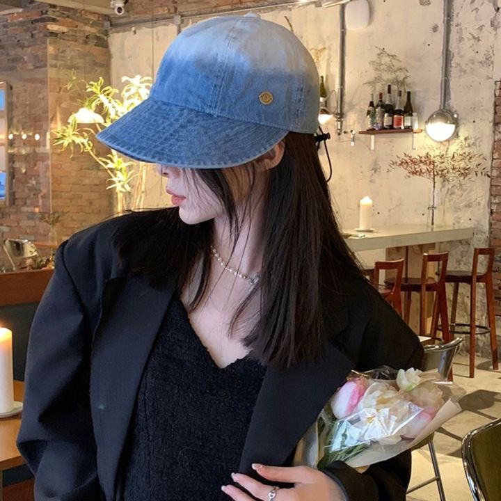 WPOT ผ้าคอตตอน หมวกเบสบอลผ้ายีนส์ สีไล่ระดับสี หมวกทรงถัง หมวกยอดแหลม ...