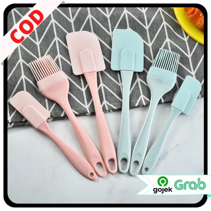 SILICONE KITCHEN SPATULA SET BAKING KUE 3IN1 ALAT SPATULA BUAT KUE DAN ...