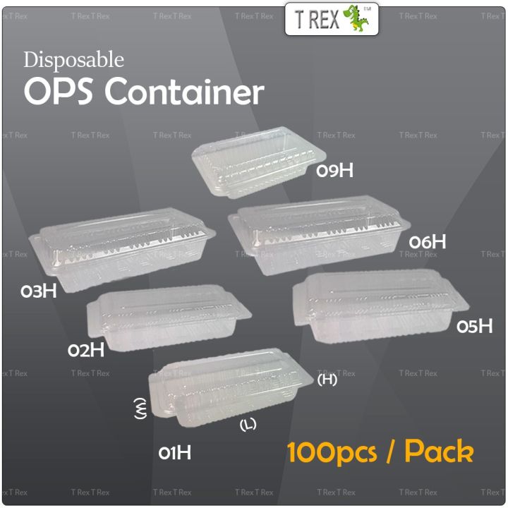 100pcs Disposable OPS Container / Plastic Tray / Bakery Container ...