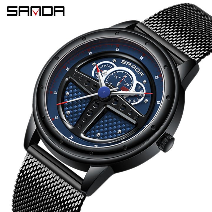 SANDA Luxury Brand Men Business Watch Men Steel Mesh Band Waterproof ...